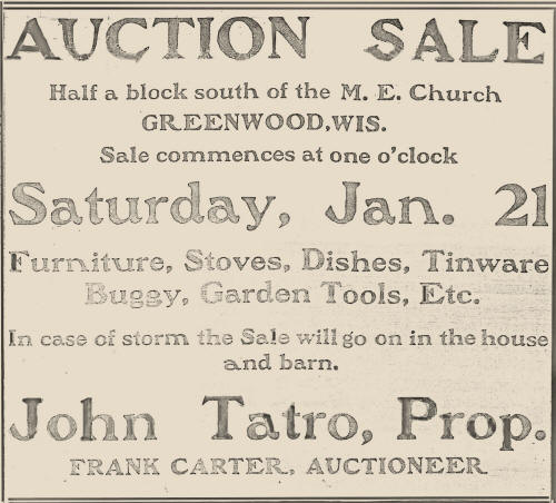 Tatro, John B., Greenwood, Clark Co., Wisconsin